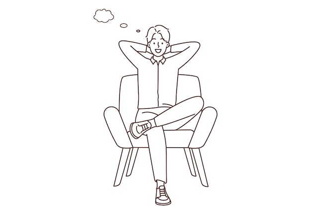 Premium Vector Smiling Man Sit On Chair Sitting