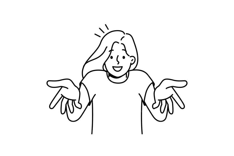 Premium Vector | Smiling woman talking at camera Premium Vector | Smiling woman talking at camera
