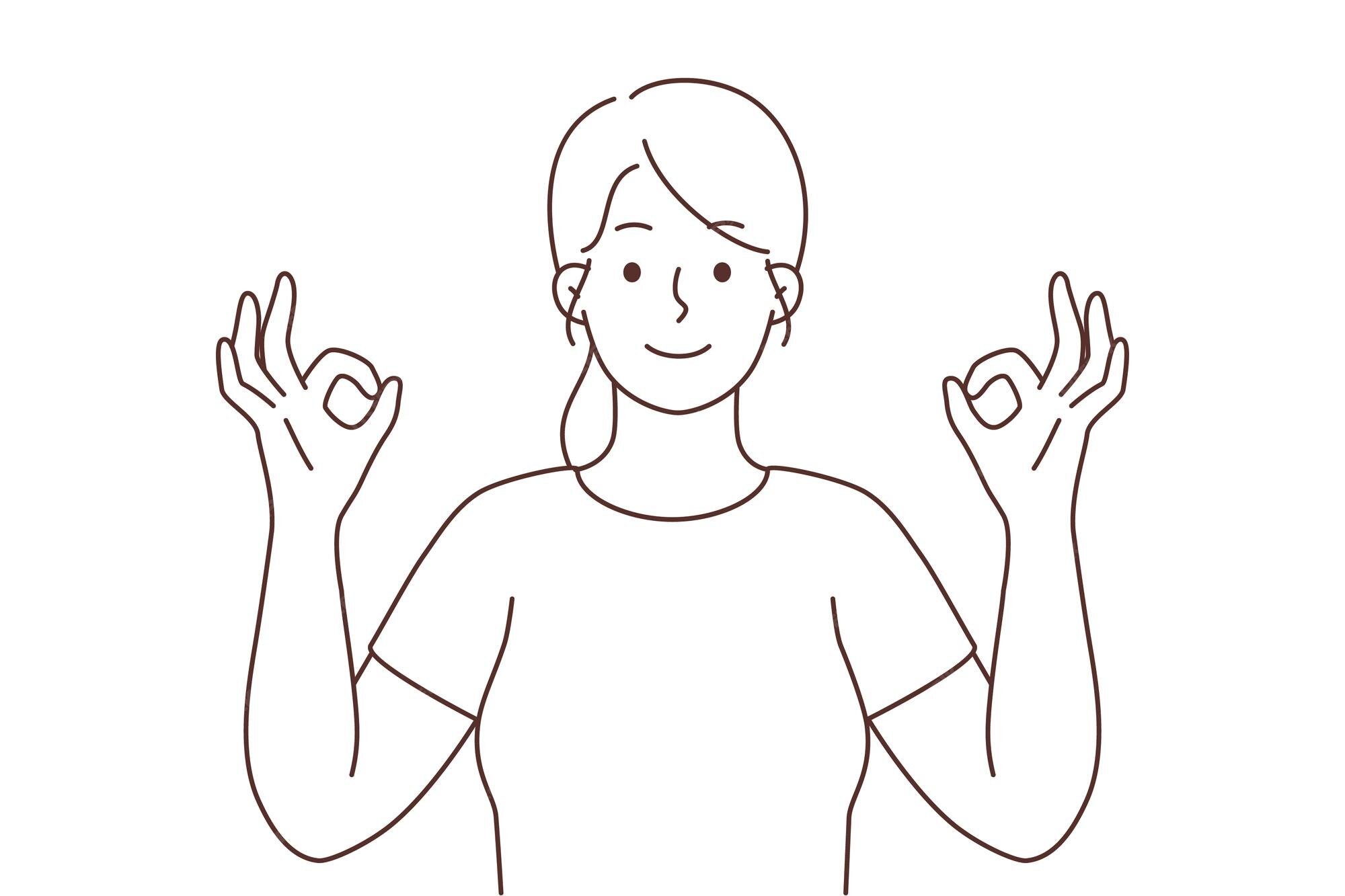Premium Vector | Smiling woman with mudra hands meditating Premium Vector | Smiling woman with mudra hands meditating
