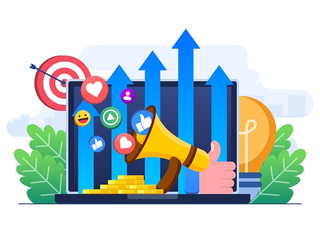 Premium Vector | Social media marketing strategy Premium Vector | Social media marketing strategy