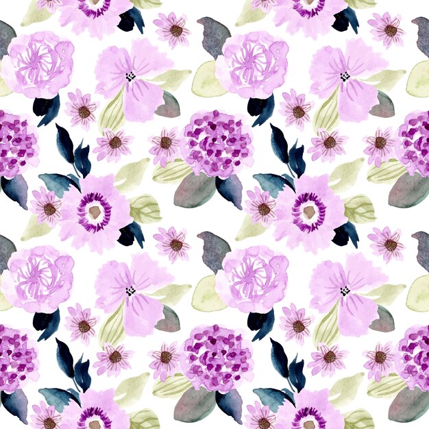 Premium Vector Soft Purple Floral Watercolor Seamless Pattern