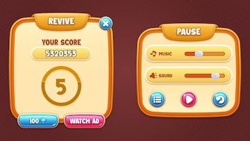 Premium Vector | Soft style game UI vector set - revive and pause popup, Buttons with editable ...