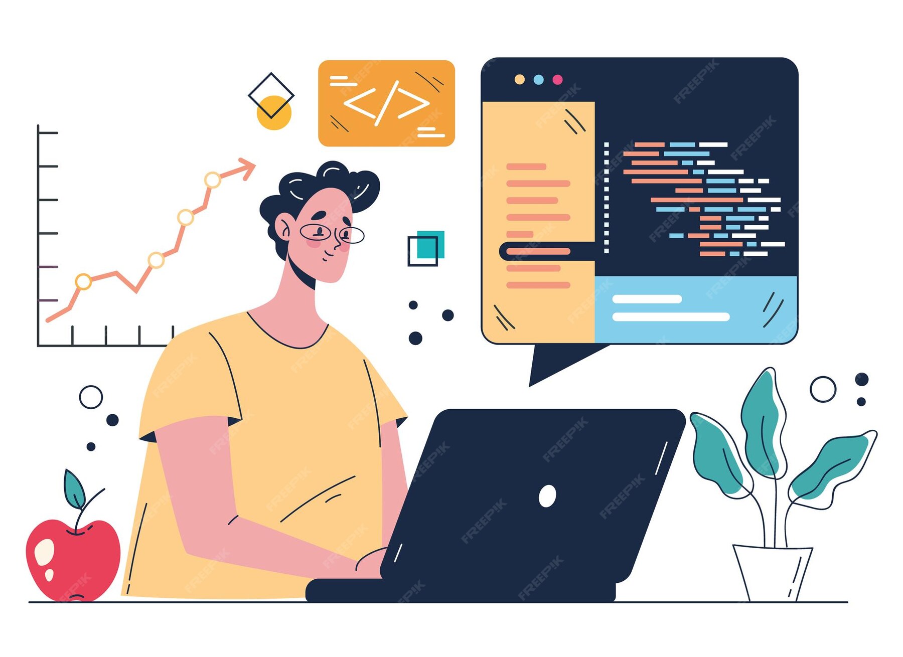 Premium Vector Software Code Program Business Developer Code Web Site