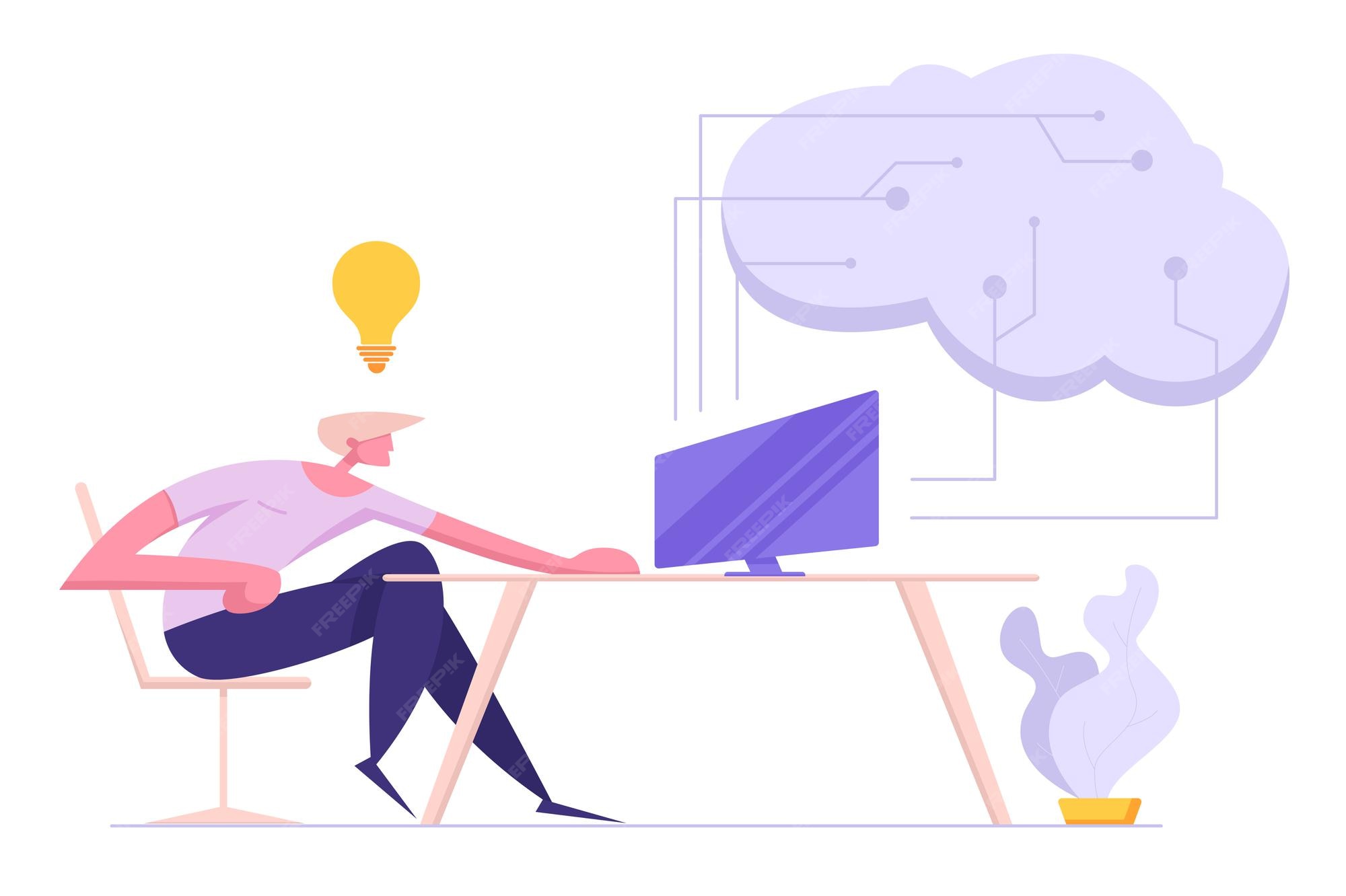 Premium Vector | Software developer coding with computer illustration