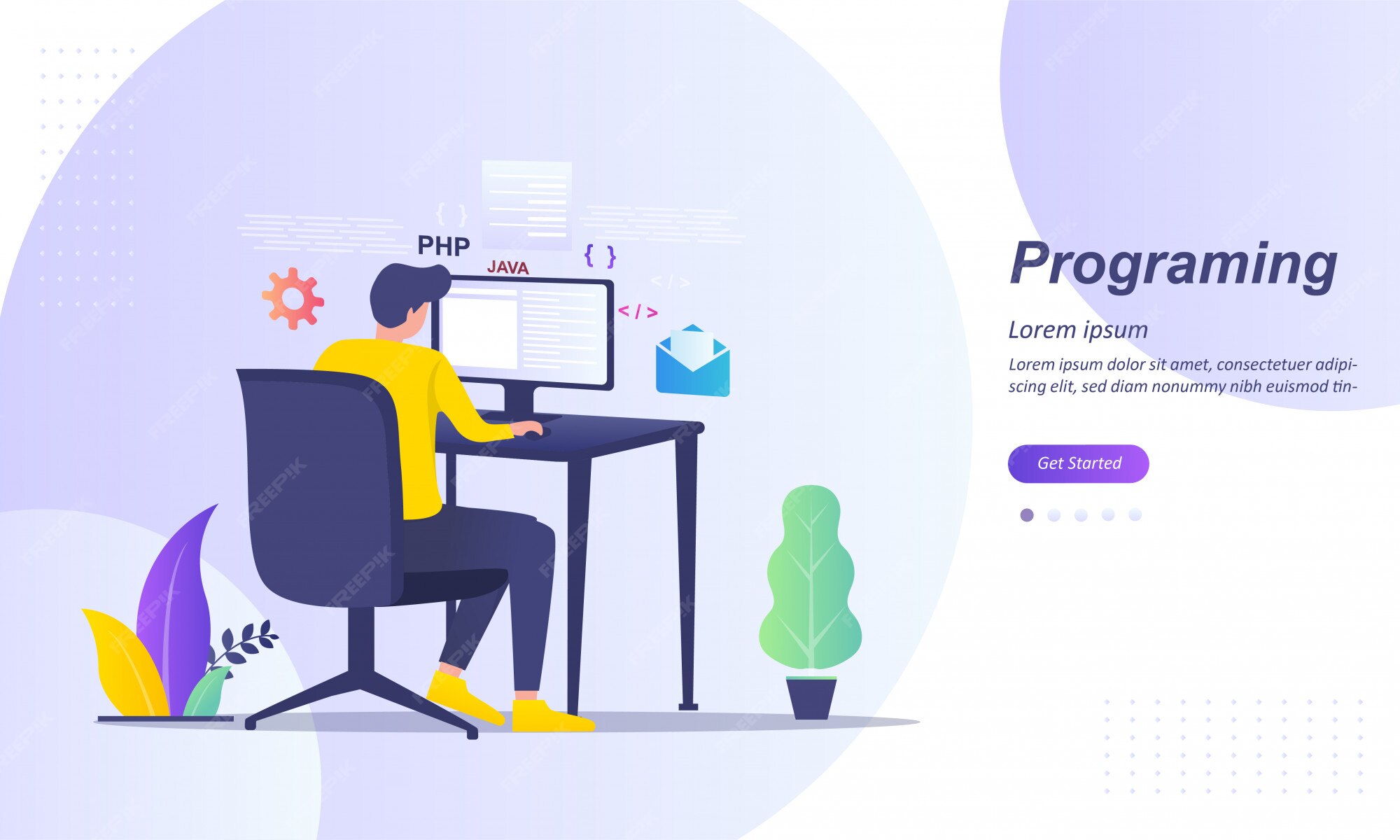 Premium Vector | Software developer and computer script coding