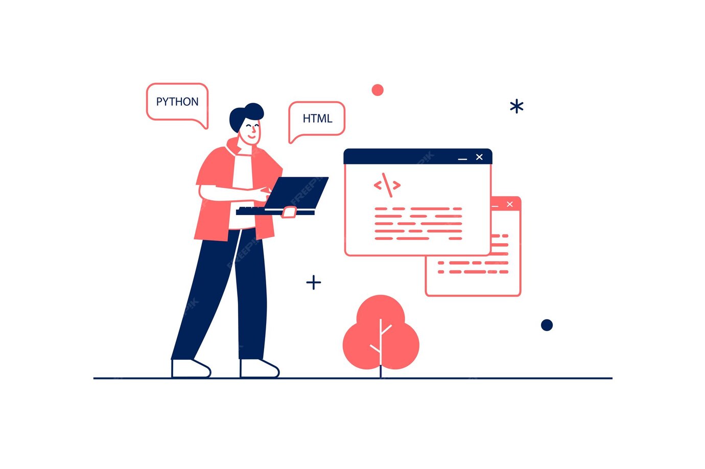 Premium Vector | Software developer concept in flat line design with ...