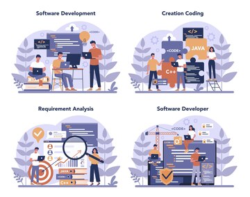 Premium Vector | Software developer concept set. idea of programming ...