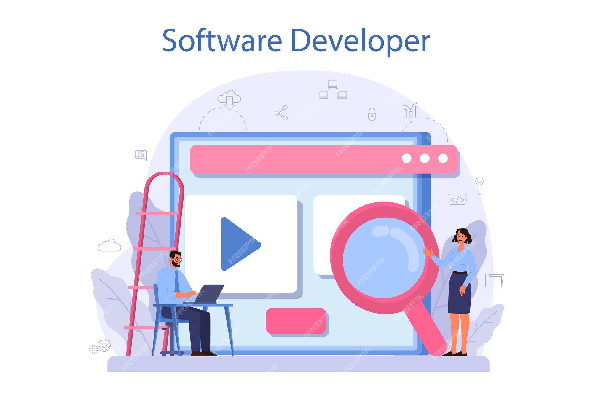 Premium Vector | Software developer concept Premium Vector | Software developer concept