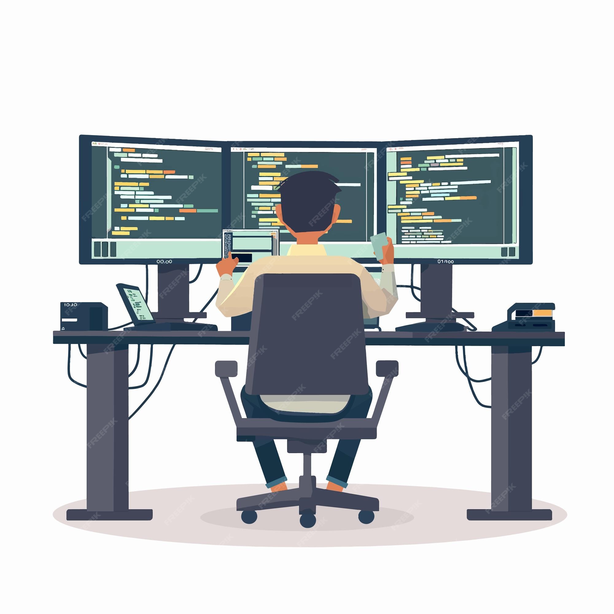 Software Developer Debugging Code Flat Design Concept | Premium AI ...