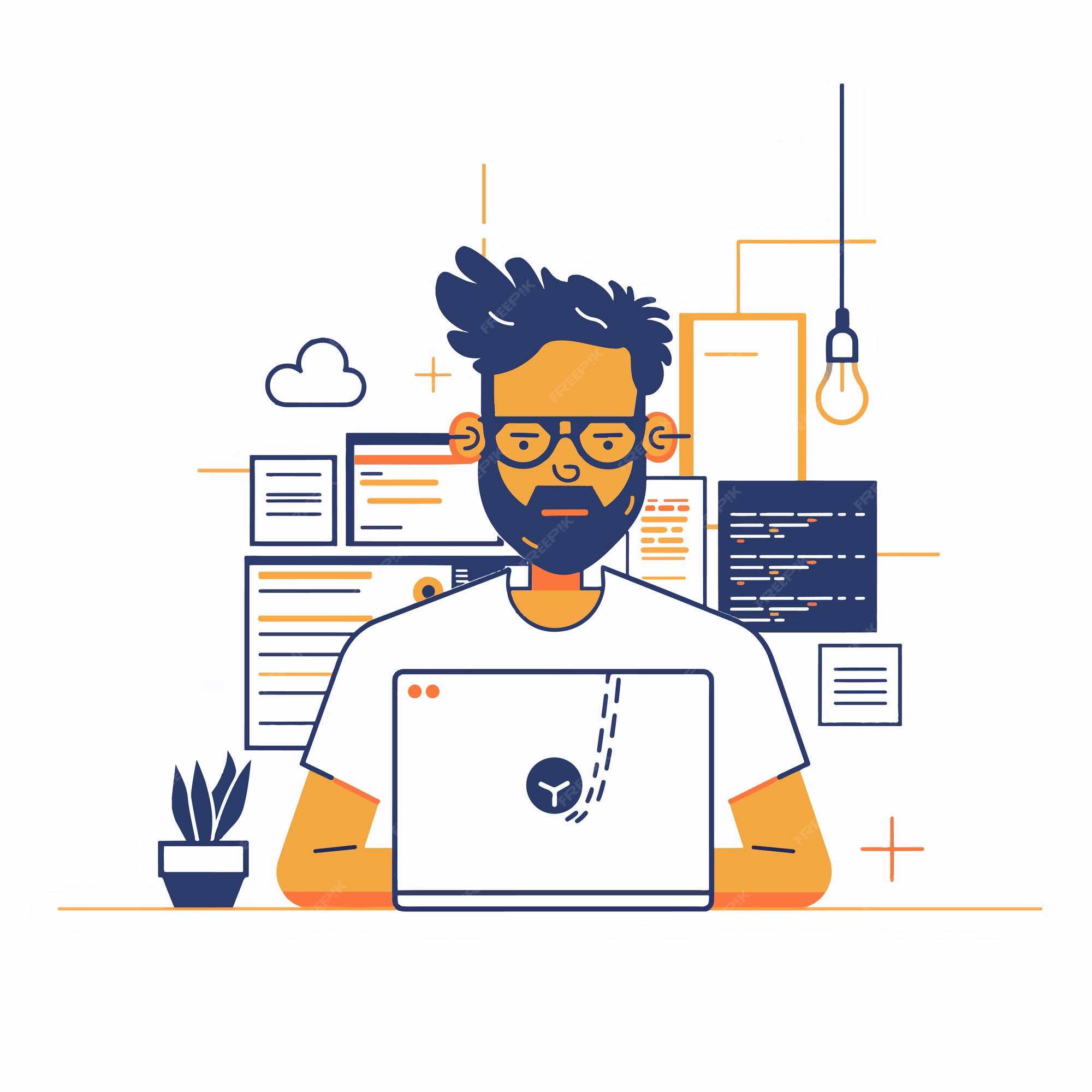 Software Developer Debugging Code Flat Design Concept Premium Ai Generated Vector