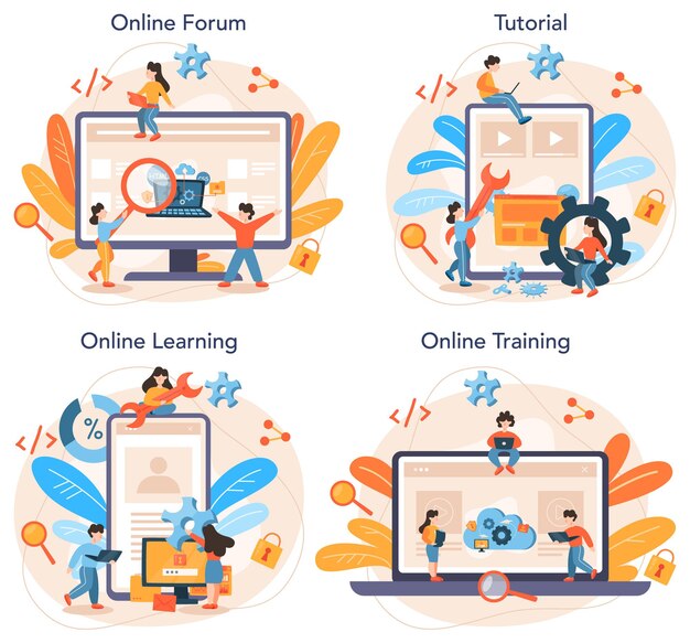 Online Learning System Vectors & Illustrations for Free Download | Freepik