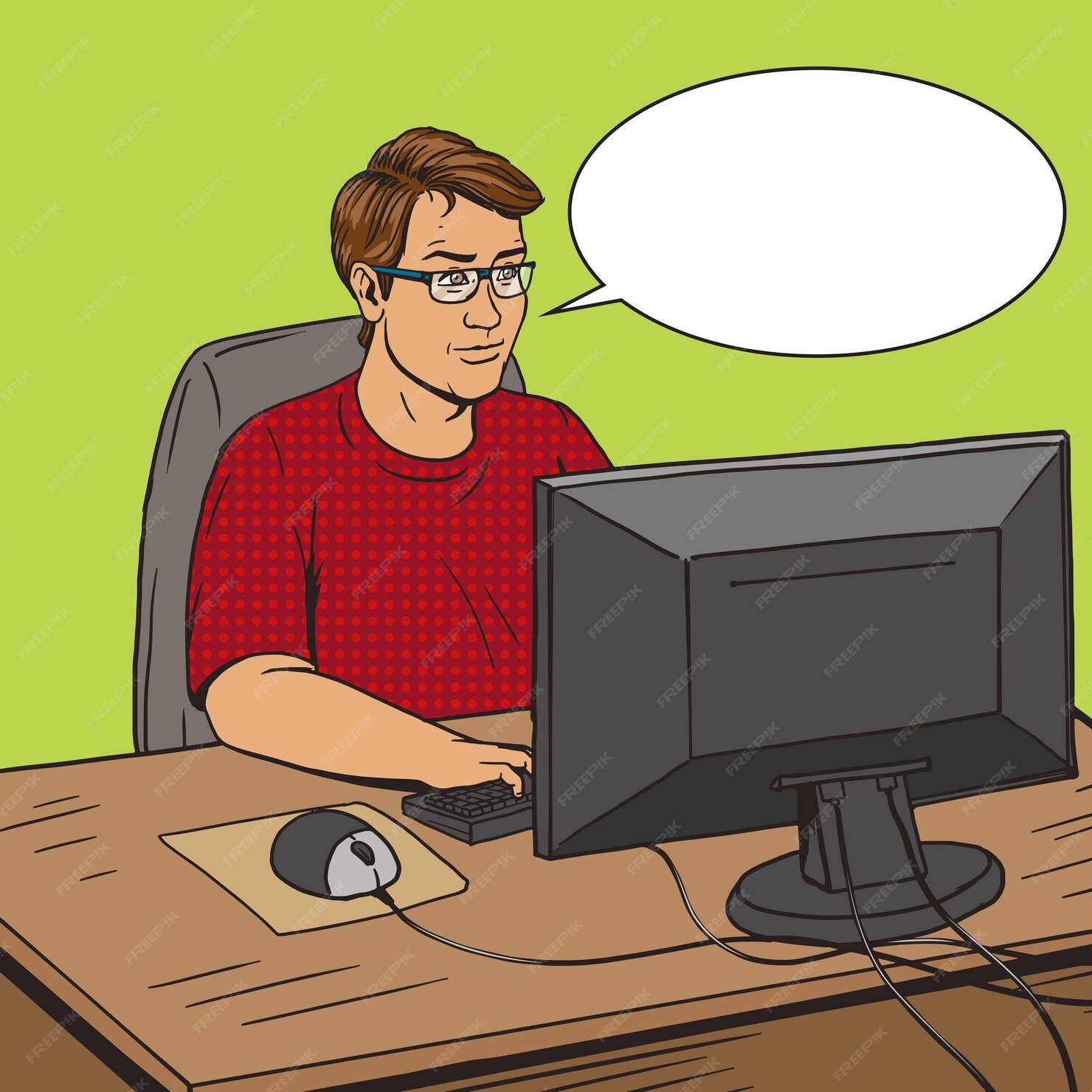 Premium Vector | Software developer at work comic book style vector Premium Vector | Software developer at work comic book style vector