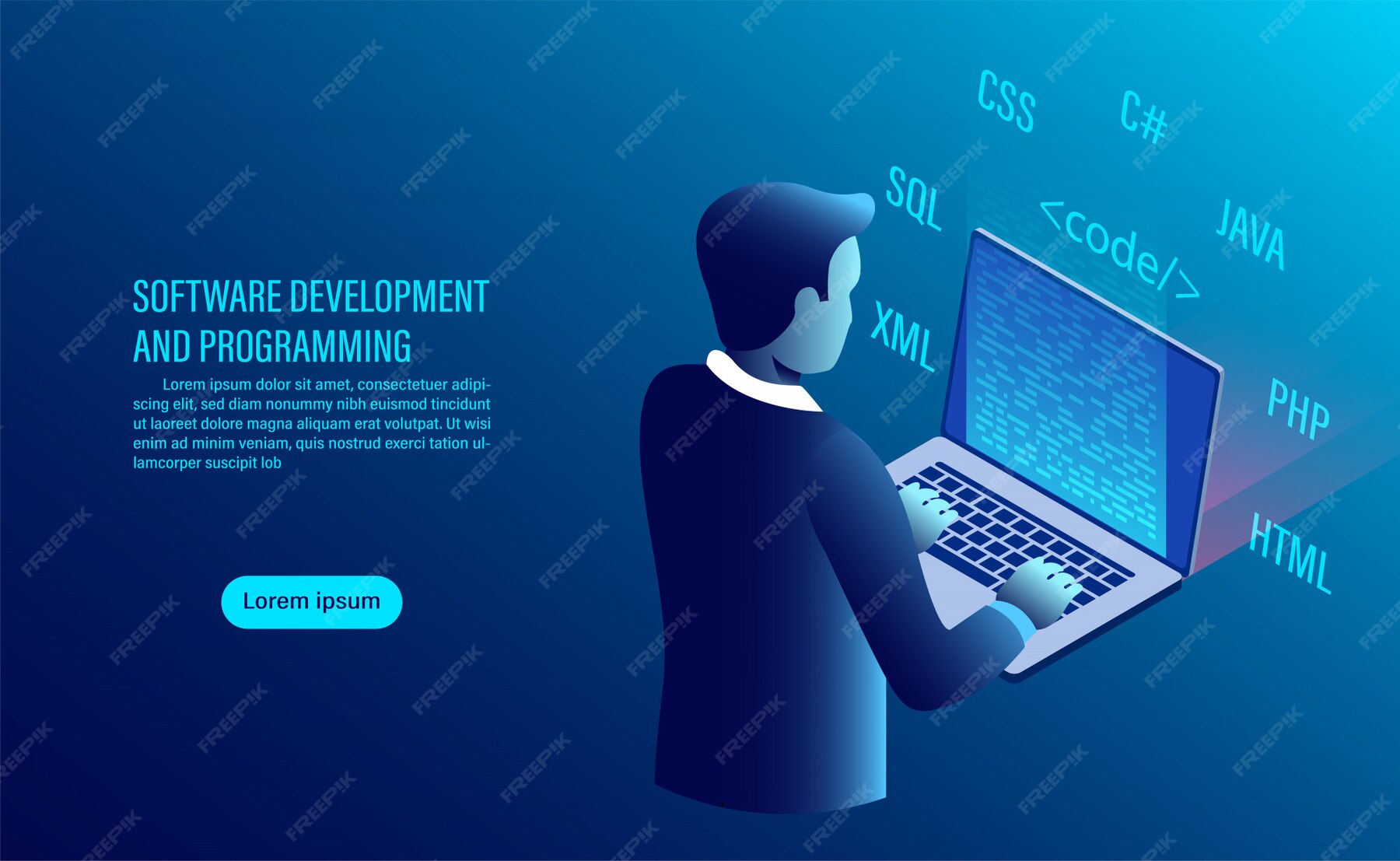 Premium Vector | Software development and coding. programming of ...