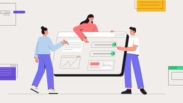 Premium Vector | Software development company, coding and programming.