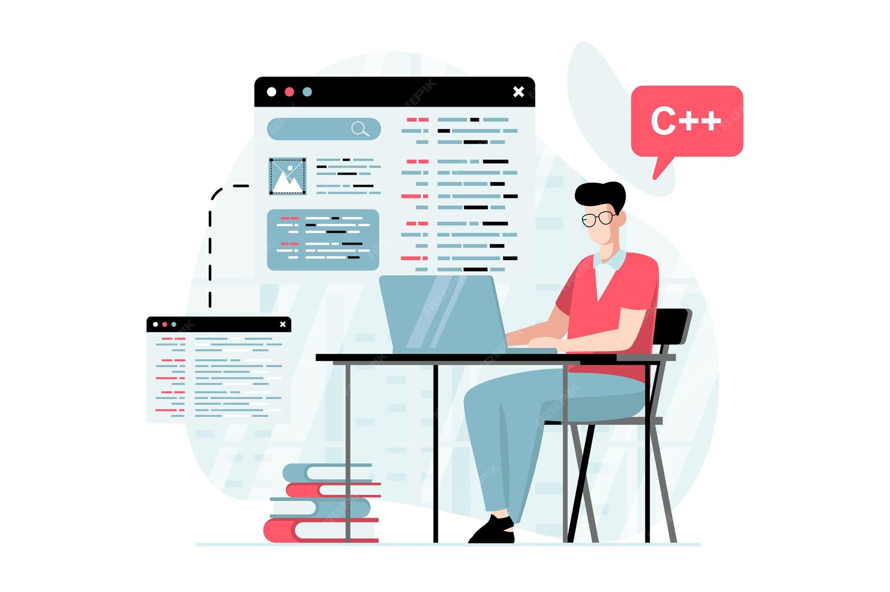 Premium Vector | Software development concept with people scene in flat design man programming ...