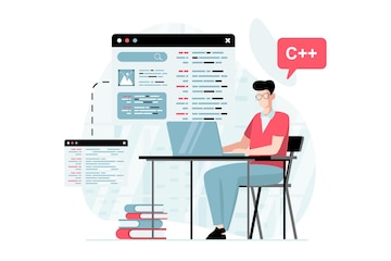 Premium Vector | Software development concept with people scene in flat ...