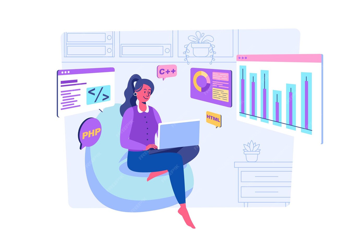 Premium Vector | Software development concept with people scene for web ...