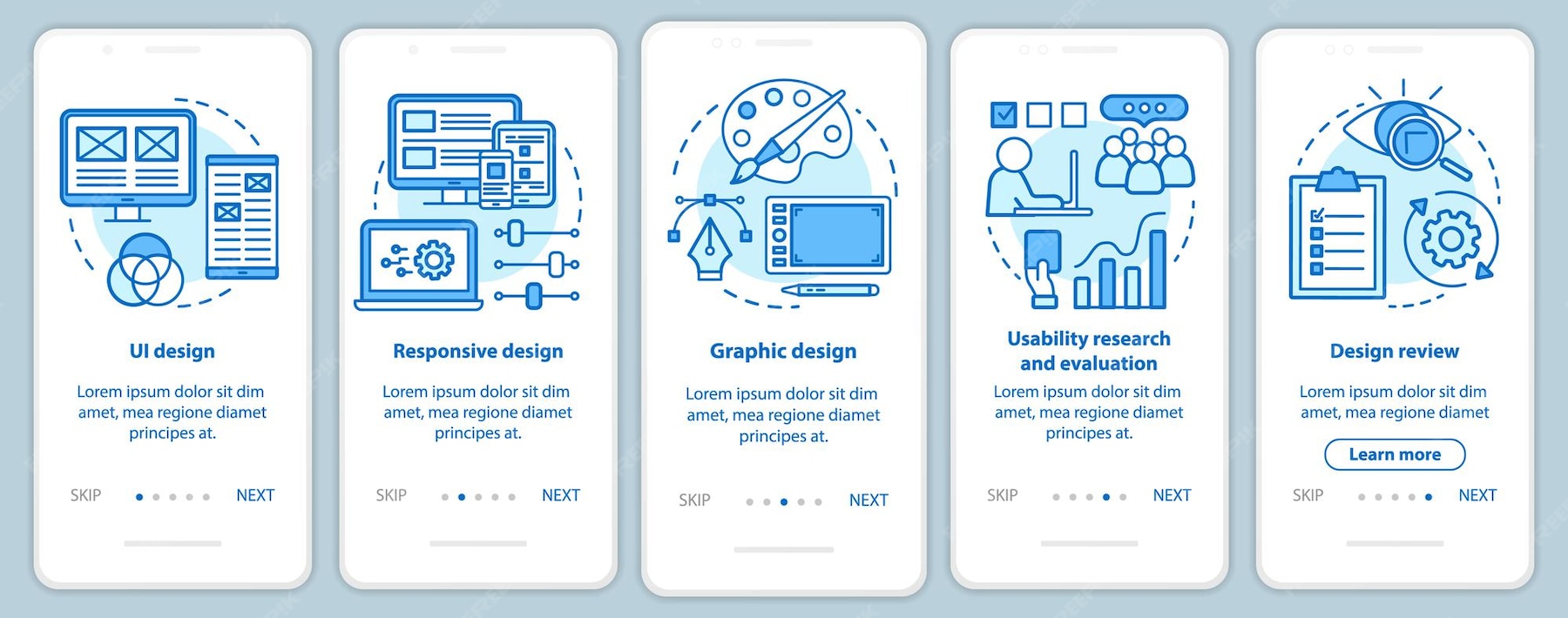 Premium Vector Software Development Onboarding Mobile App Page Screen