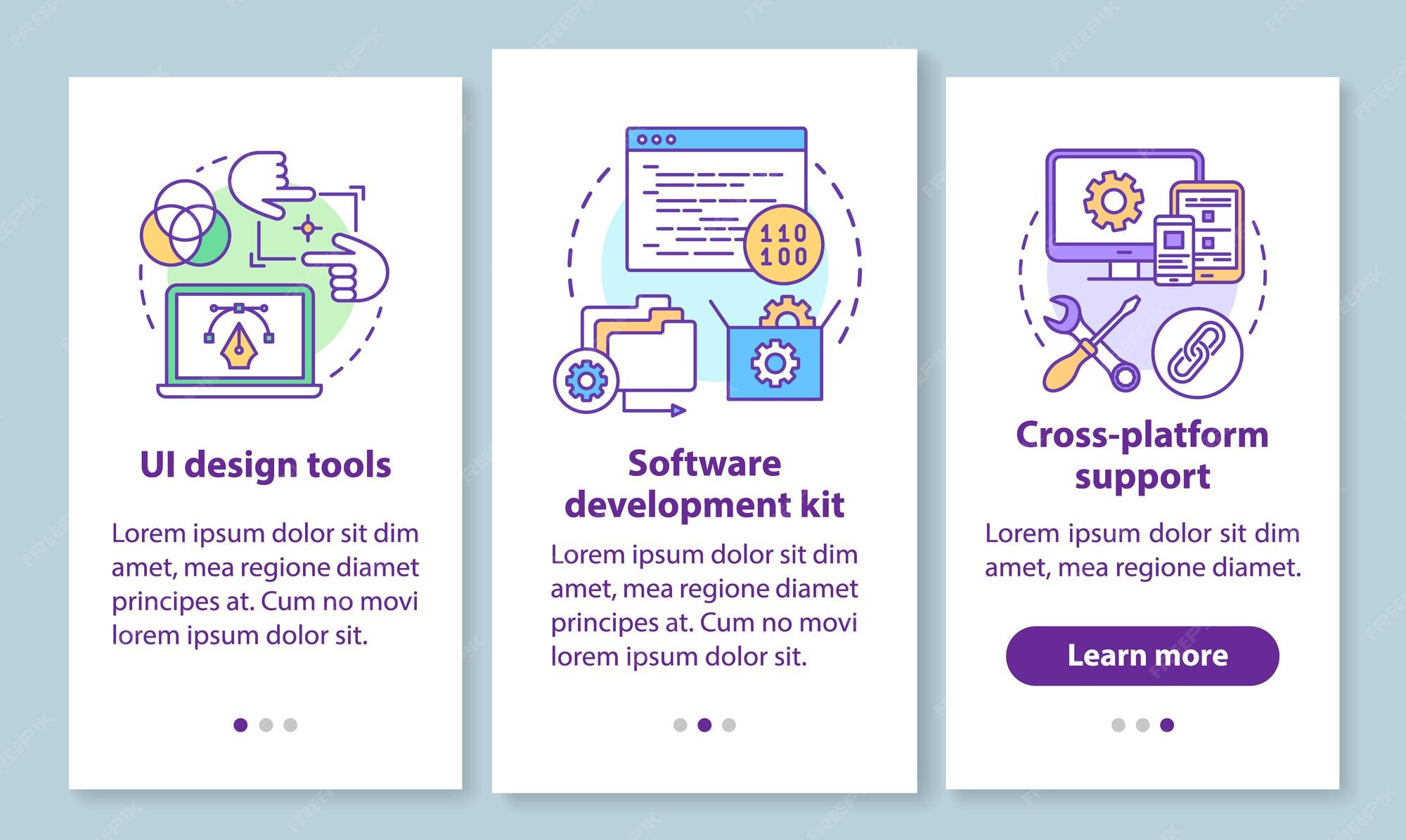 Premium Vector Software Development Onboarding Mobile App Page Screen