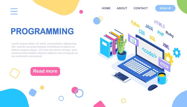 Premium Vector Software Development Programming Language Coding Isometric Laptop Computer