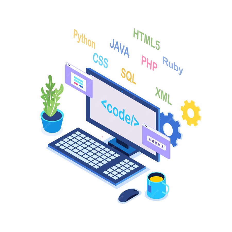 Premium Vector | Software development, programming language, coding ...