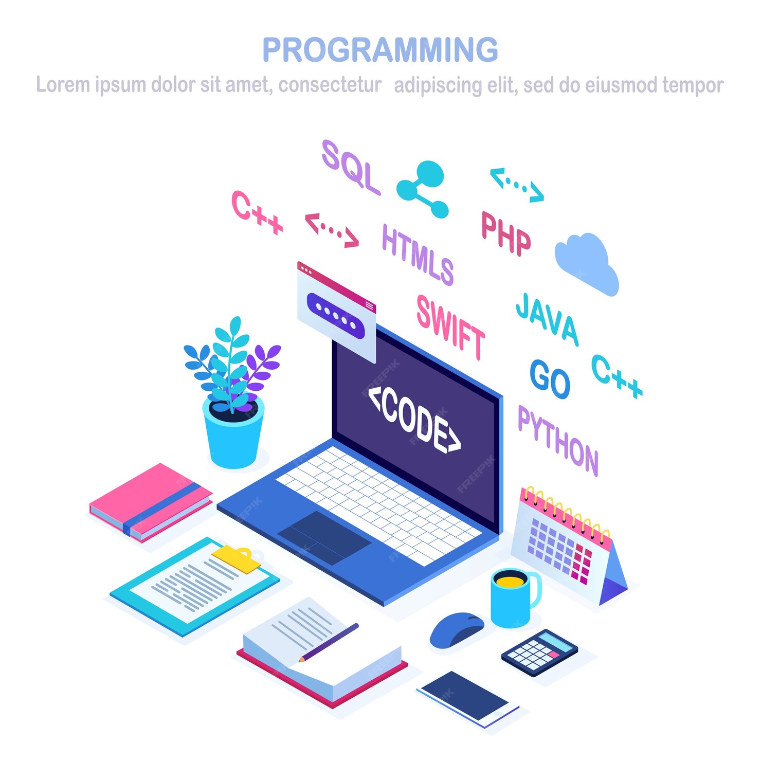 Premium Vector | Software development, programming language, coding ...