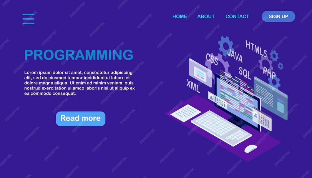 Premium Vector | Software development, programming language, coding