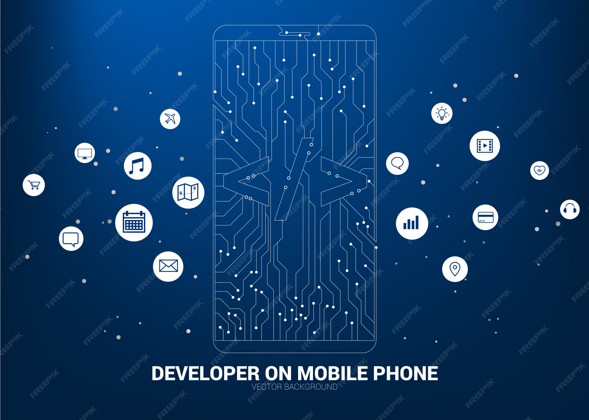 Premium Vector | Software development programming mobile phone with ...