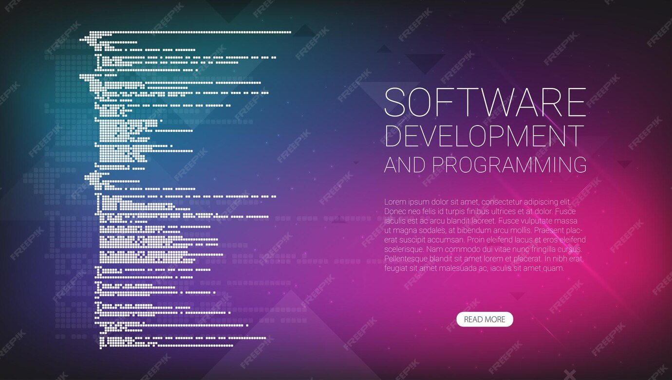 Premium Vector | Software development and programming program code on laptop screen big data ...
