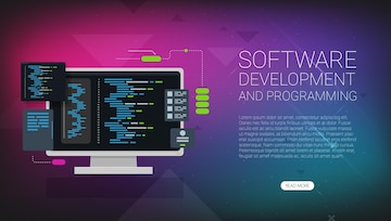 Premium Vector | Software development and programming program code on ...
