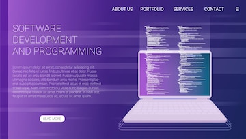 Premium Vector | Software development and programming program code on ...