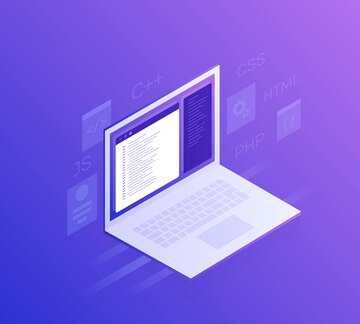 Premium Vector | Software development and programming, program code on laptop screen, big data ...