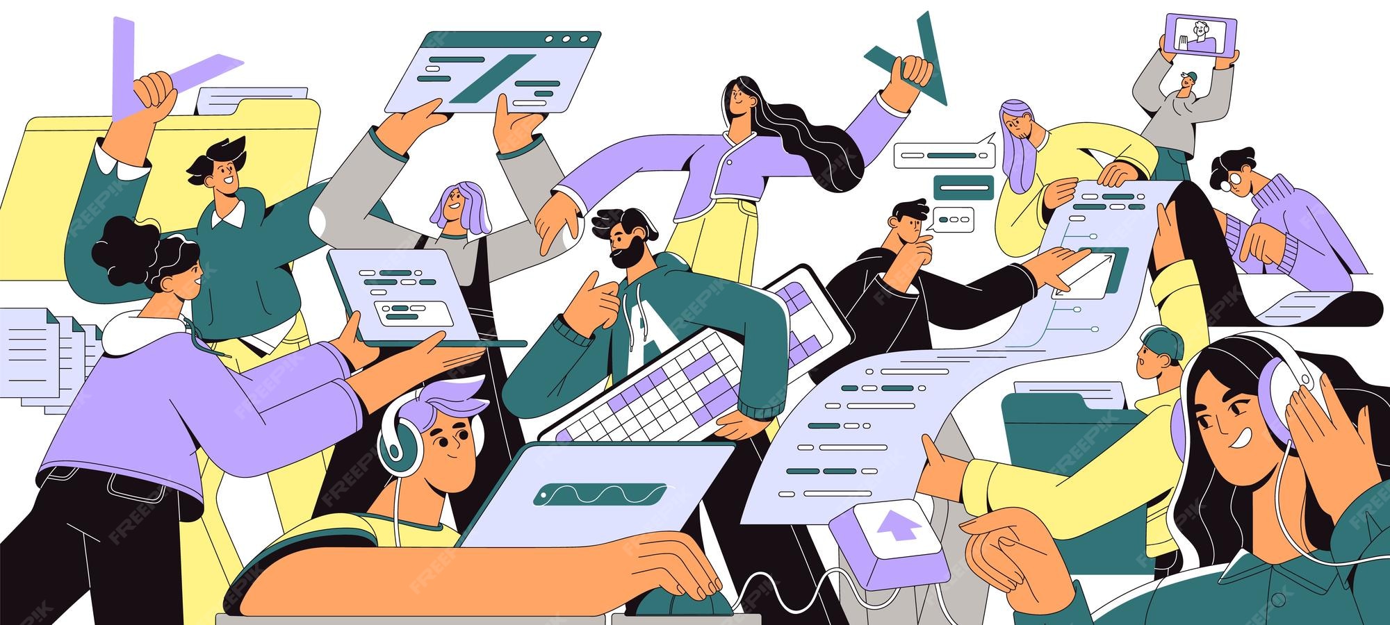 Premium Vector Software Development Teamwork Programmers Work Together Engineer Team