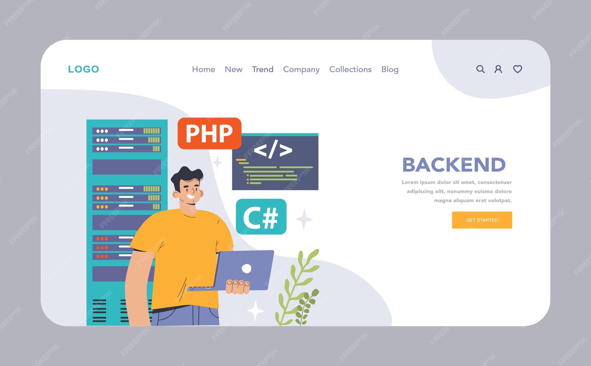 Premium Vector | Software development web banner or landing page coding backend and frontend ...