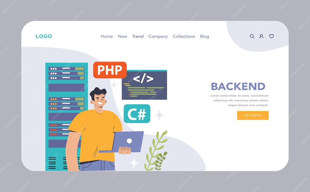 Premium Vector | Software development web banner or landing page coding backend and frontend ...