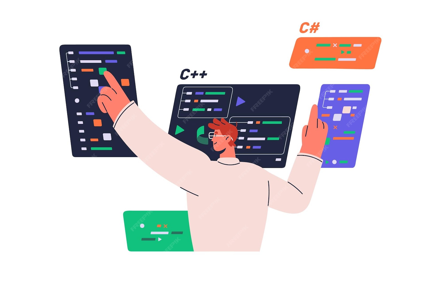 Premium Vector | Software engineer writing code concept Information technology coder develops ...