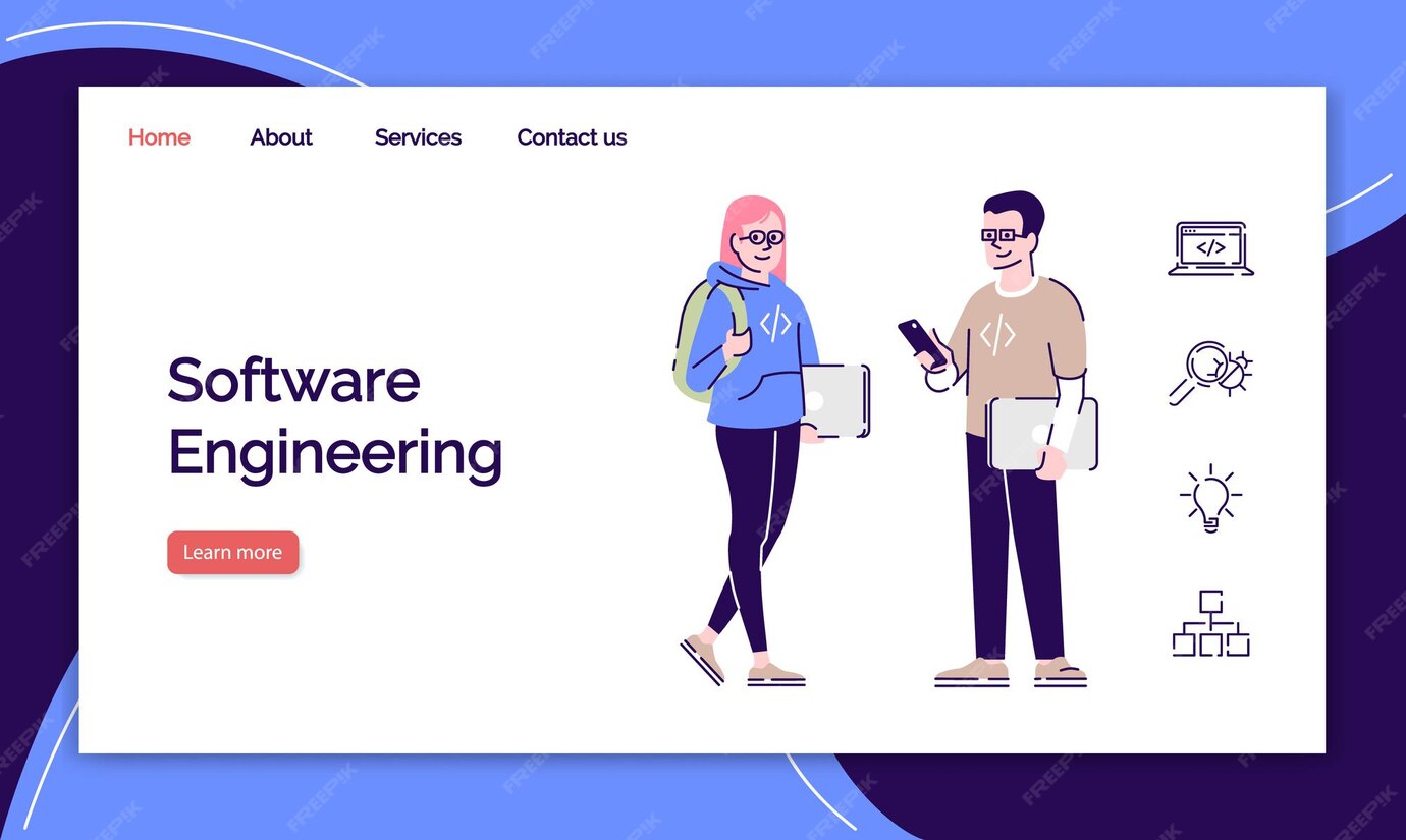 Premium Vector | Software engineering landing page vector template ...