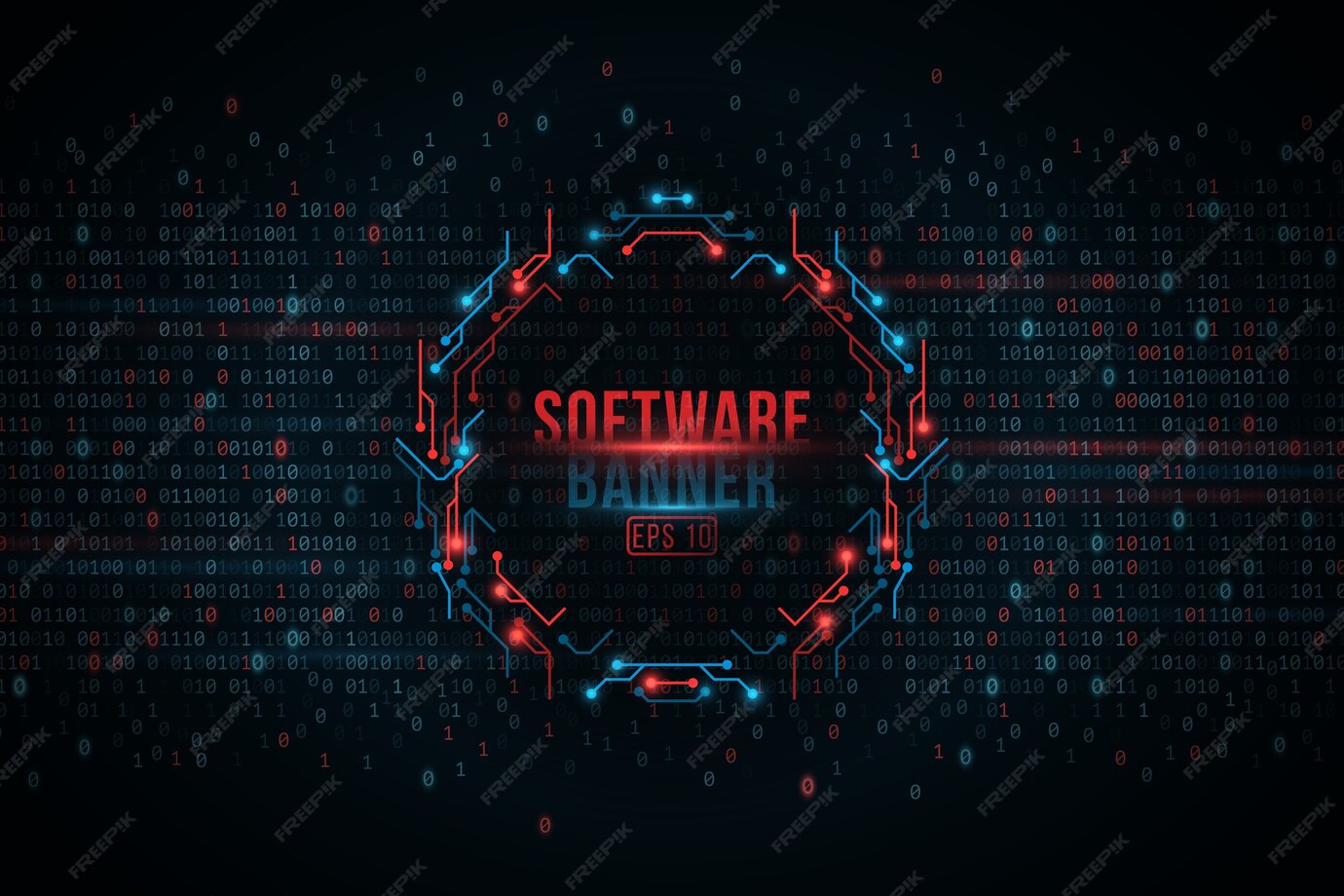 Premium Vector | Software programming binary code and computer circuit board banner, Cyber Security.