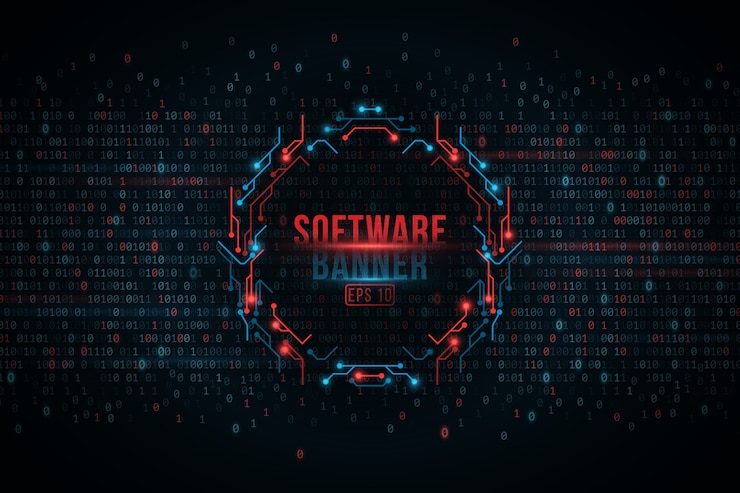 Premium Vector | Software programming binary code and computer circuit board banner, Cyber Security.