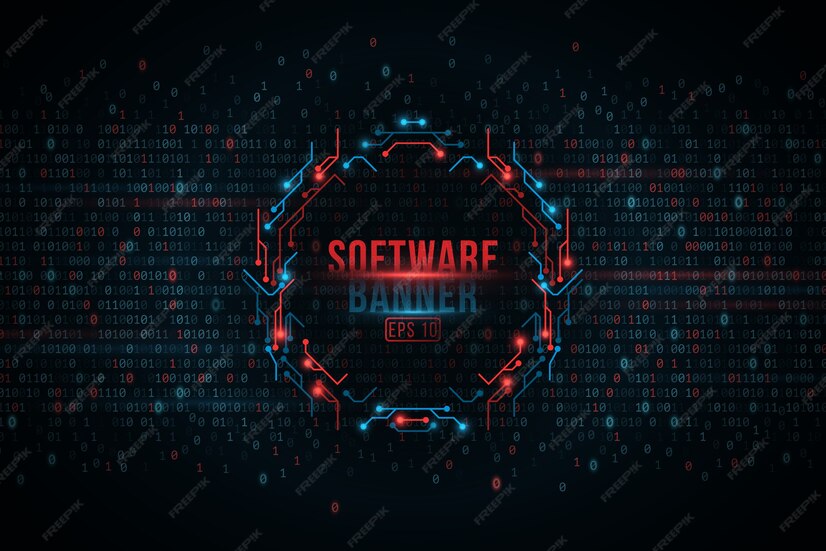 Premium Vector | Software programming binary code and computer circuit ...