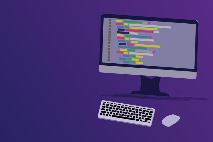 Premium Vector | Software programming coding concept code with computer ...
