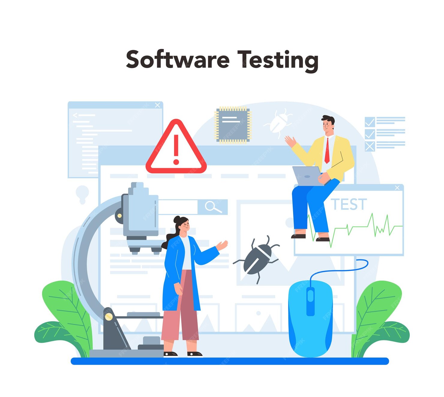 Premium Vector | Software testing concept application or website code ...