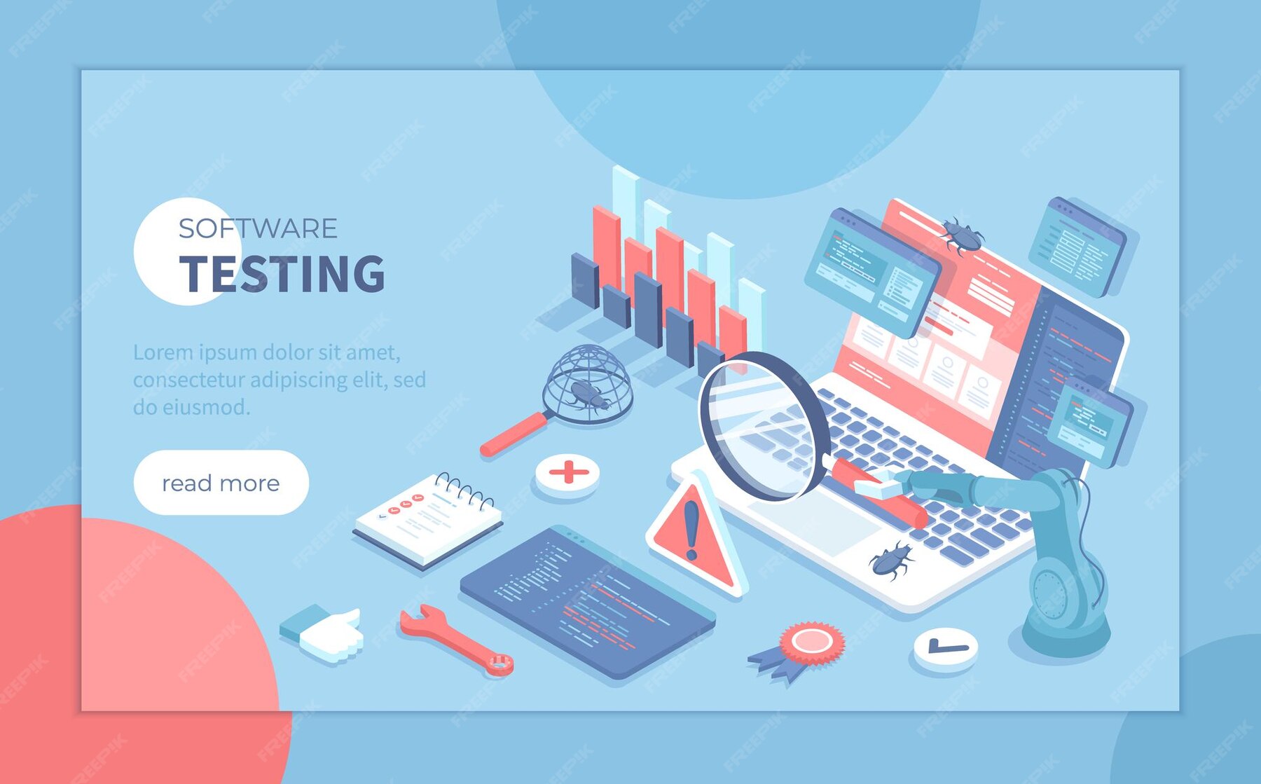 Premium Vector | Software Testing Process evaluation software ...