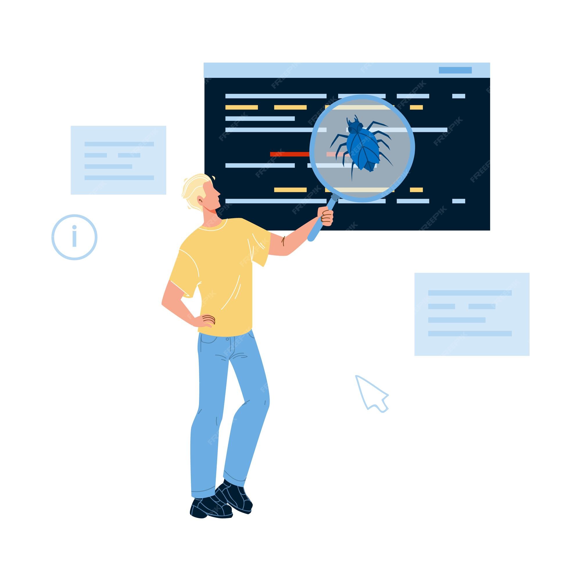 Premium Vector | Software testing program on bug and errors vector ...