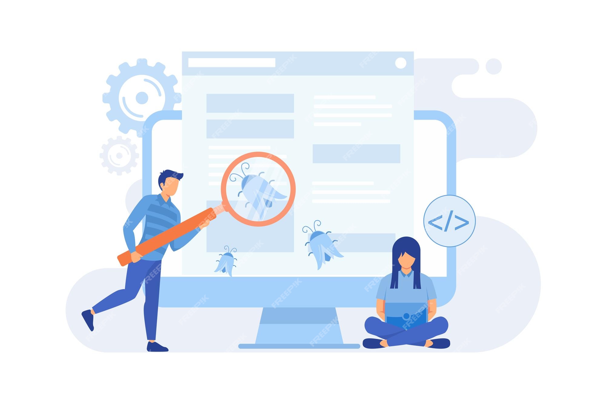 Premium Vector Software Testing Quality Assurance Qa Team Bug Fixing Automation And Manual