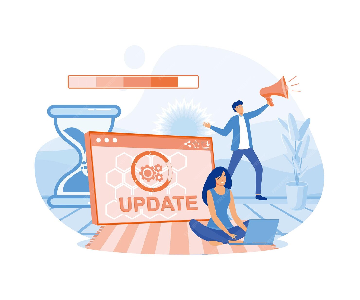 Premium Vector Software Update Or Operating System Updating Progress Bar Installing App Patch