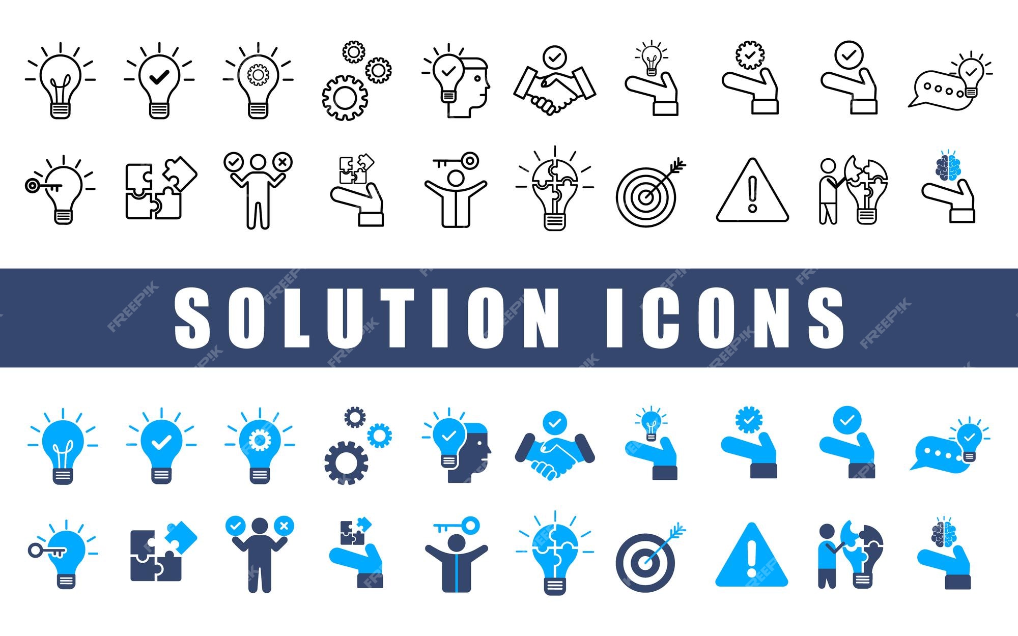 Premium Vector | Solution icon set Premium Vector | Solution icon set