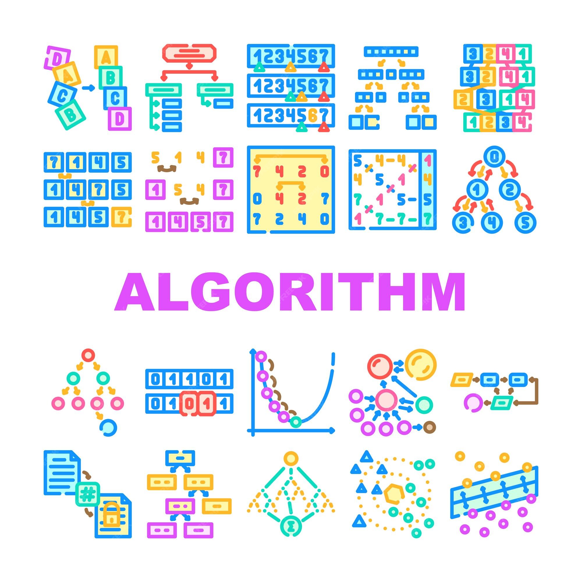 Premium Vector | Sorting algorithm data filter icons set vector