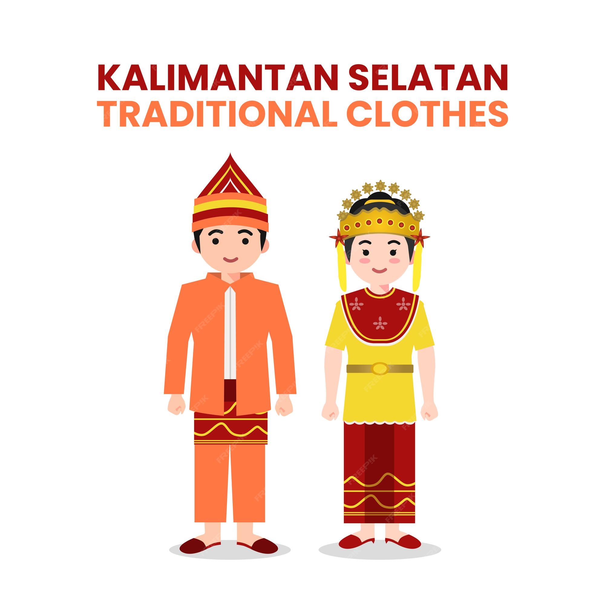 Premium Vector South Kalimantan Traditional Clothes