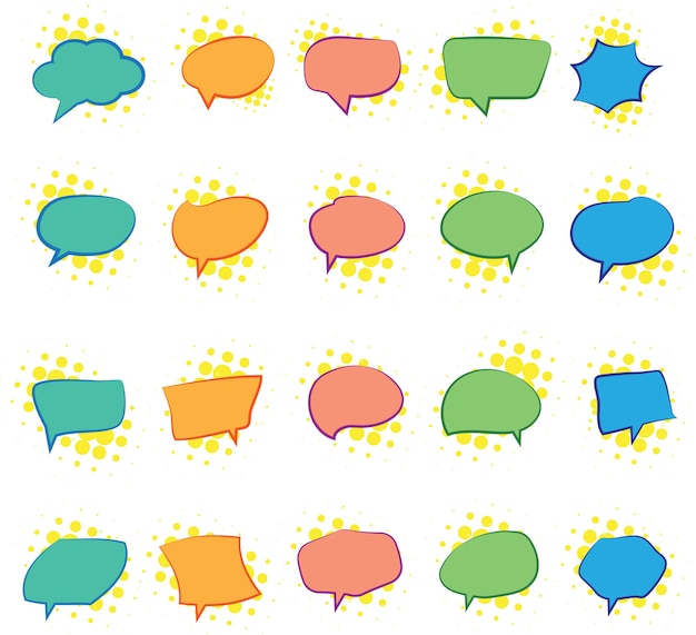 Premium Vector | Speech bubbles set color shapes graphic Premium Vector | Speech bubbles set color shapes graphic